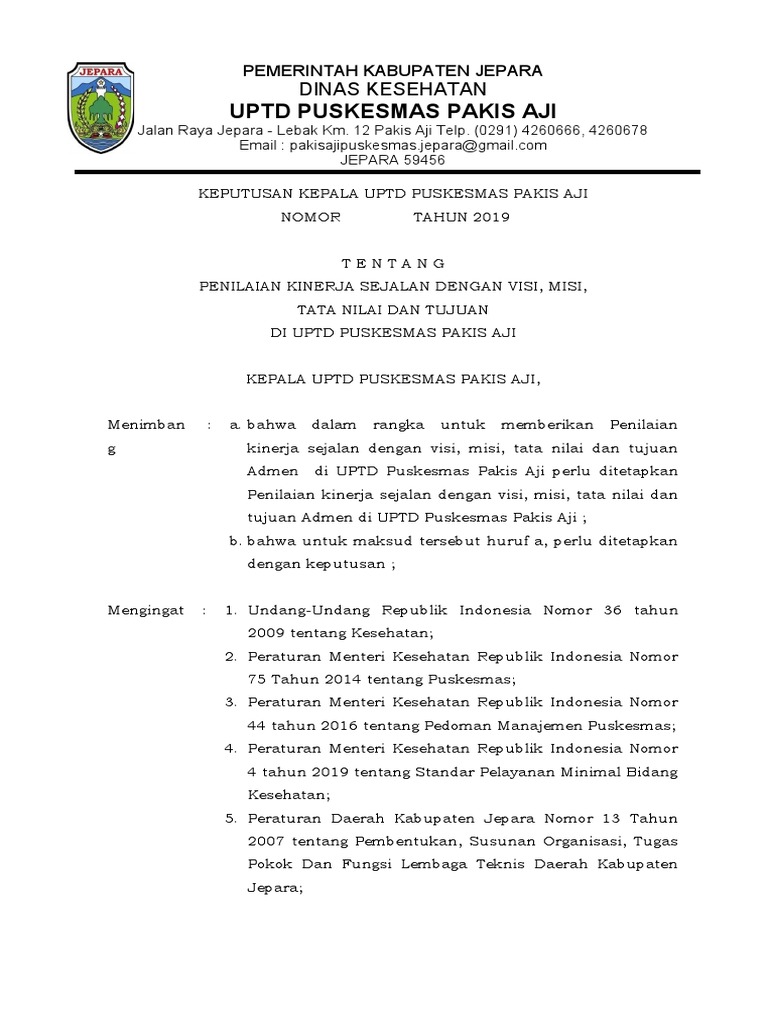 PENILAIAN KINERJA DI PUSKESMAS PAKIS AJI | PDF