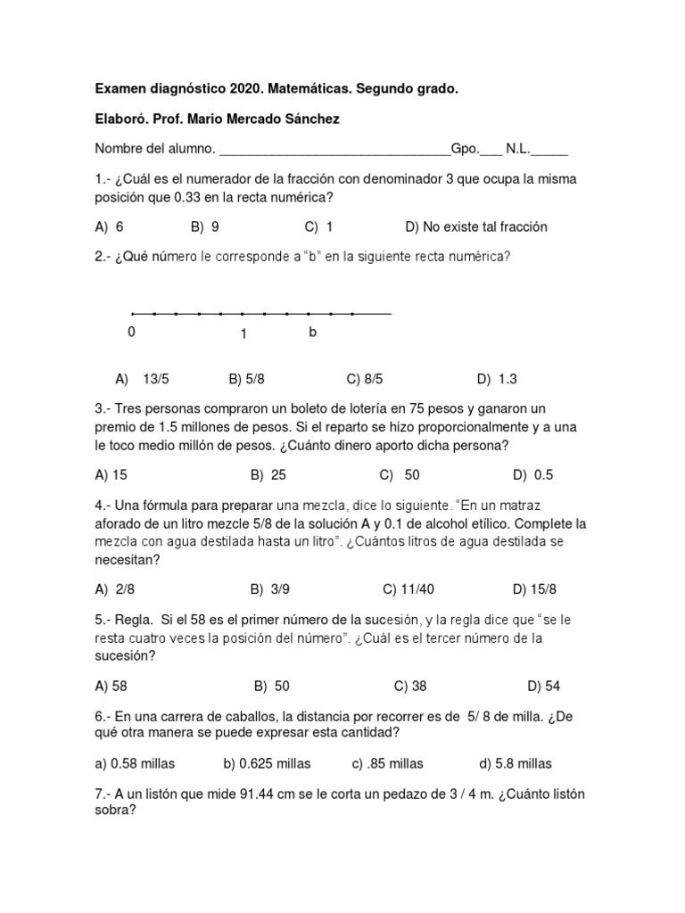 Exa Diag 2° - 2020 | PDF