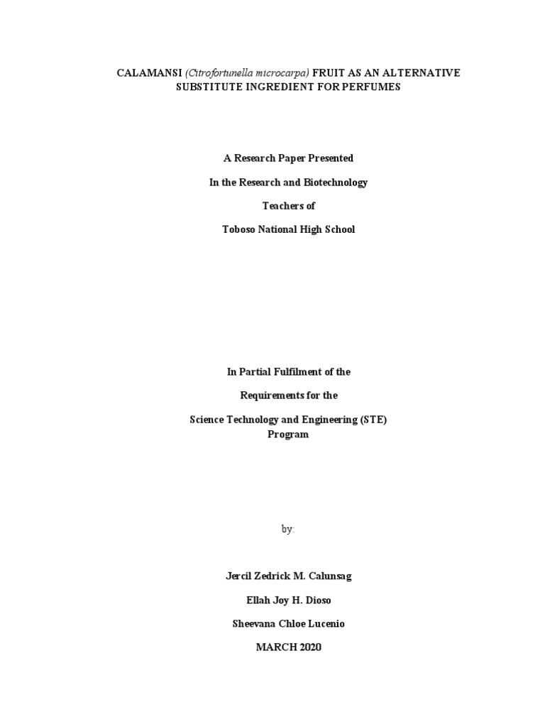 Calamansi As Perfume Thesis | PDF | Perfume | Statistics