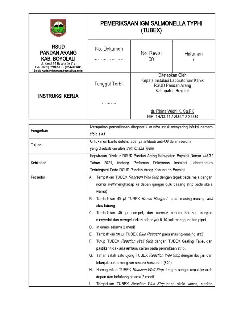 IK-Pemeriksaan IgM Salmonella Typhi (TUBEX) | PDF