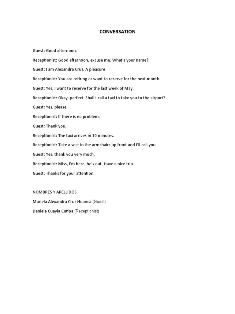 Hotel Reservation Conversation | PDF