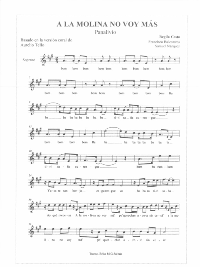 Partitura de A La Molina No Voy Mas | PDF