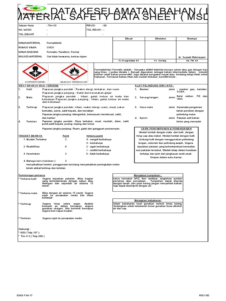 MSDS - 04 - Formaldehid | PDF