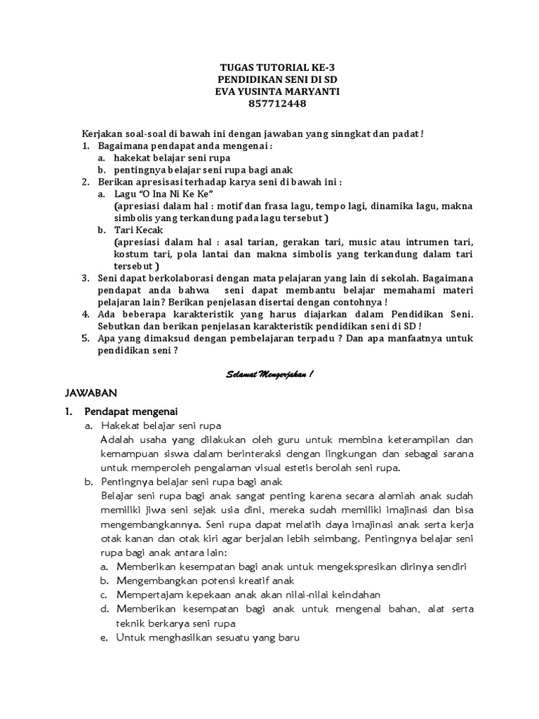 TT 3 - Pendidikan Seni Di SD | PDF