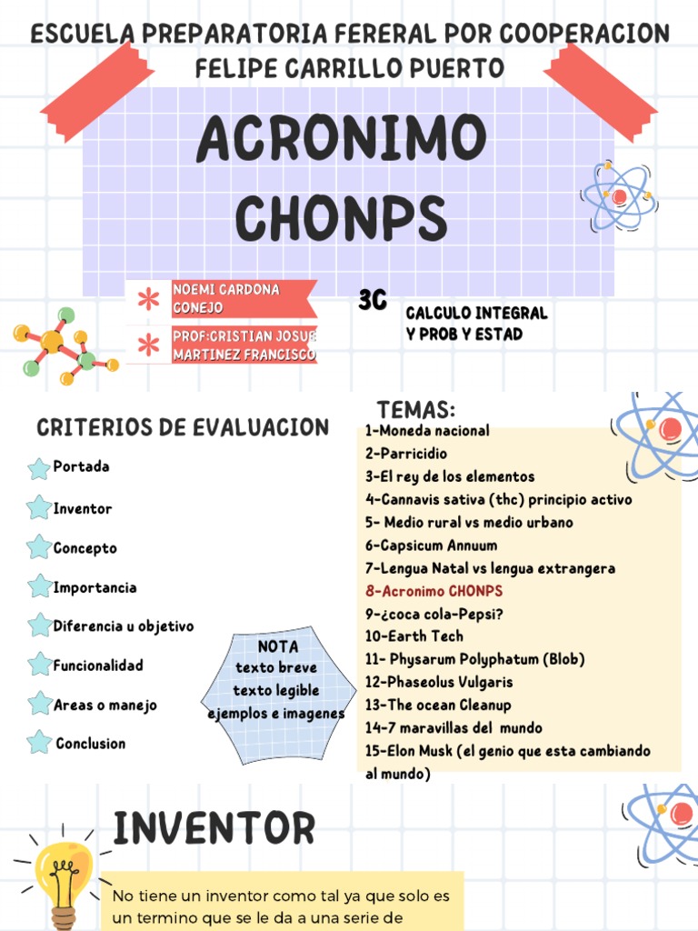 Acronimo Chomps | PDF | Organismos | Elementos químicos