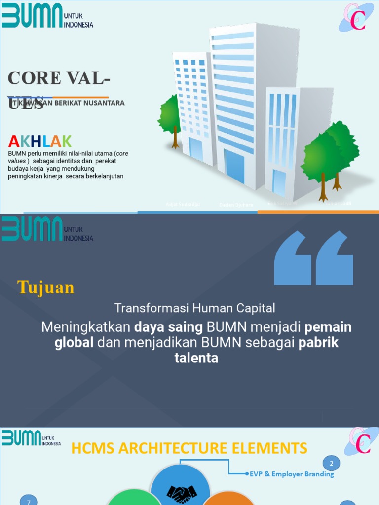 Bahan Paparan Dekom KBN Core Values BUMN AKHLAK Draft 21 | PDF
