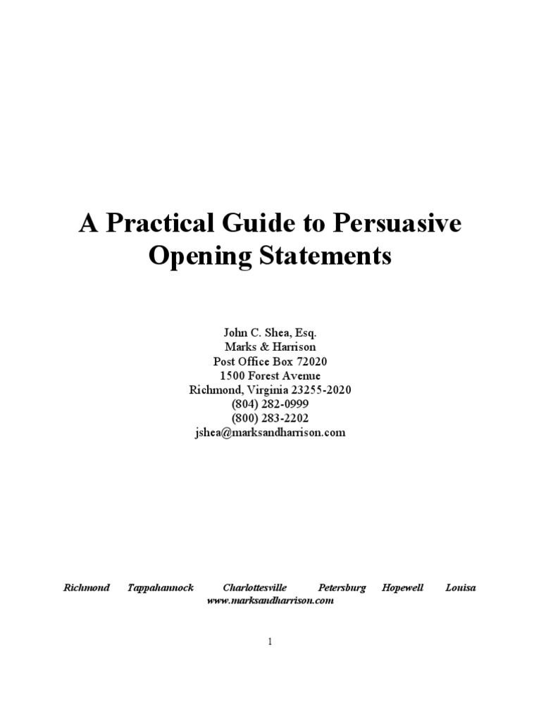 Persuasive Opening Statements Guide | PDF | Career & Growth