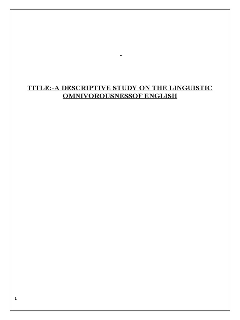 Title:-A Descriptive Study On The Linguistic Omnivorousnessof English ...