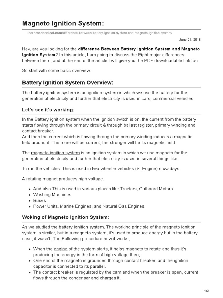 Magneto Ignition System | PDF | Ignition System | Power (Physics)
