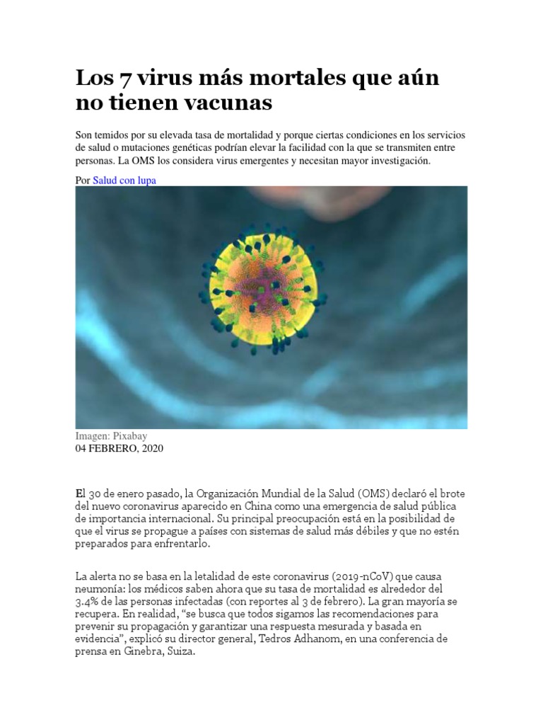 Los 7 Virus Más Mortales Que Aún No Tienen Vacunas | PDF | Influenza ...