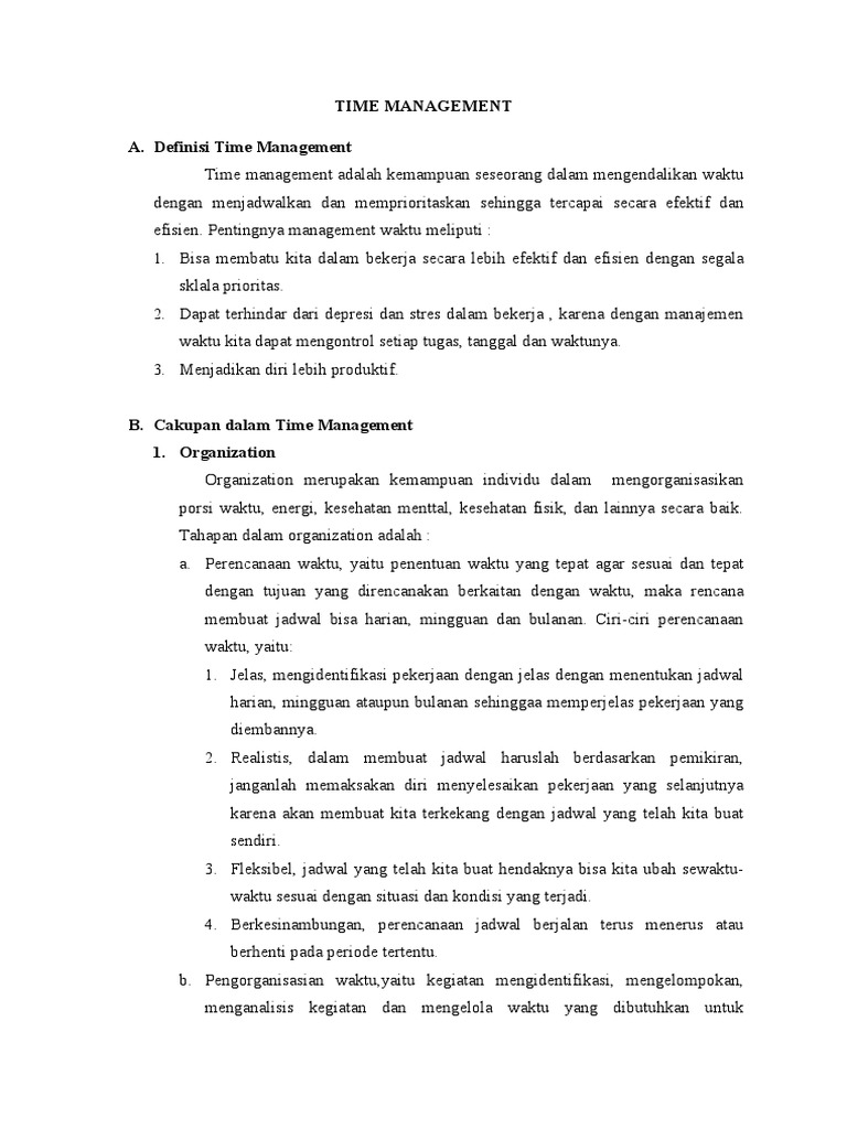 Time Management | PDF | Karier & Perkembangan