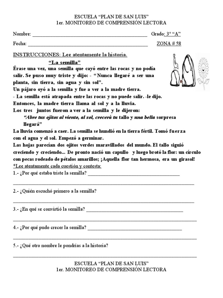 Comprensión De Lectura De Tercer Grado Imprimible