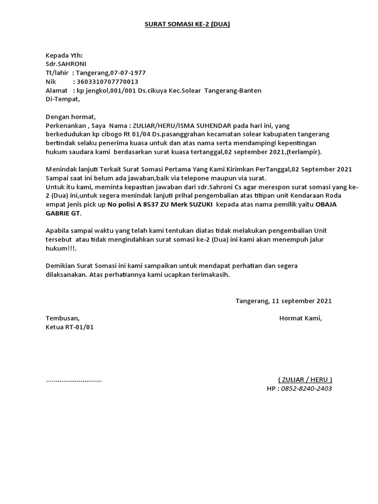 Surat Somasi 2 | PDF