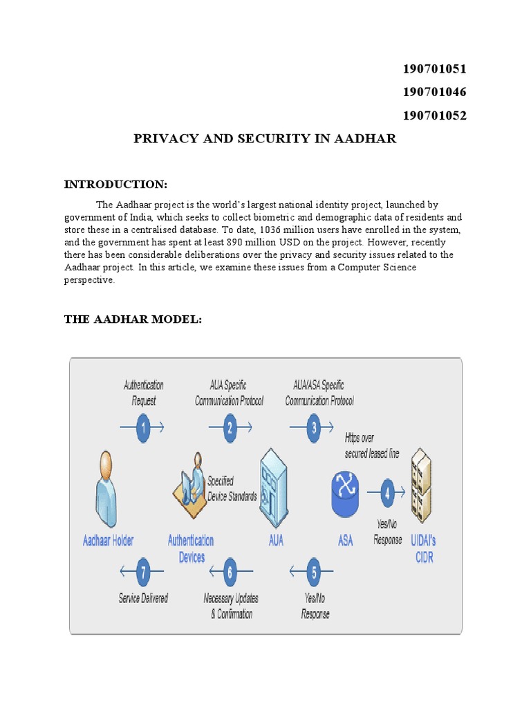 Privacy and Security in Aadhar | PDF | Authentication | Identity Document