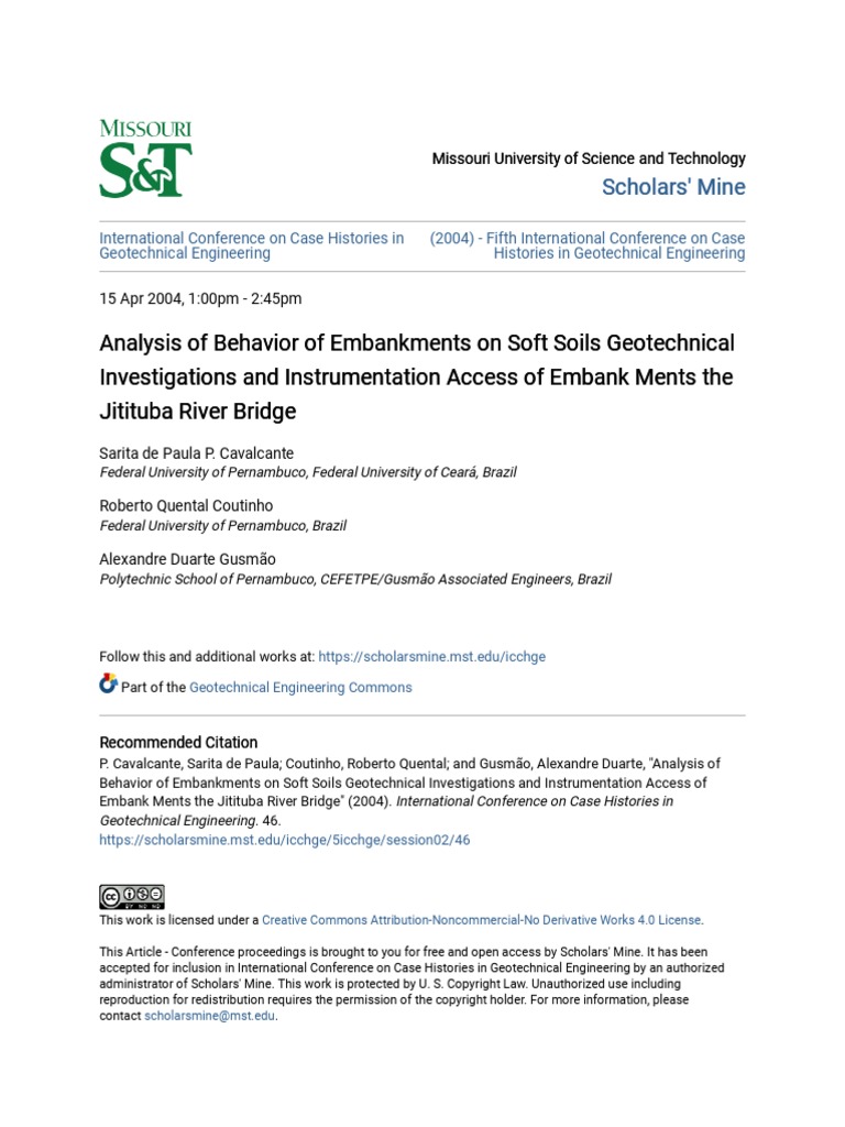 Analysis of Behavior of Embankments On Soft Soils Geotechnical in | PDF ...