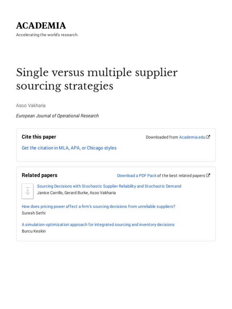 Case Study 4 Single Versus Multiple Supplier Sourcing | PDF | Supply ...