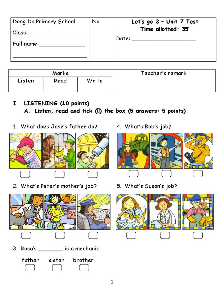 Let's Go 3 - Unit 7 - TEST | Download Free PDF | Astronomy | Physical ...