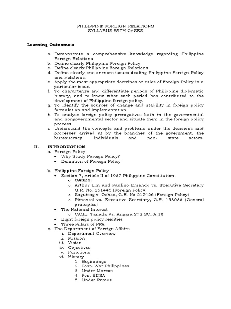 Philippine Foreign Relations Overview | PDF | Philippines | Policy
