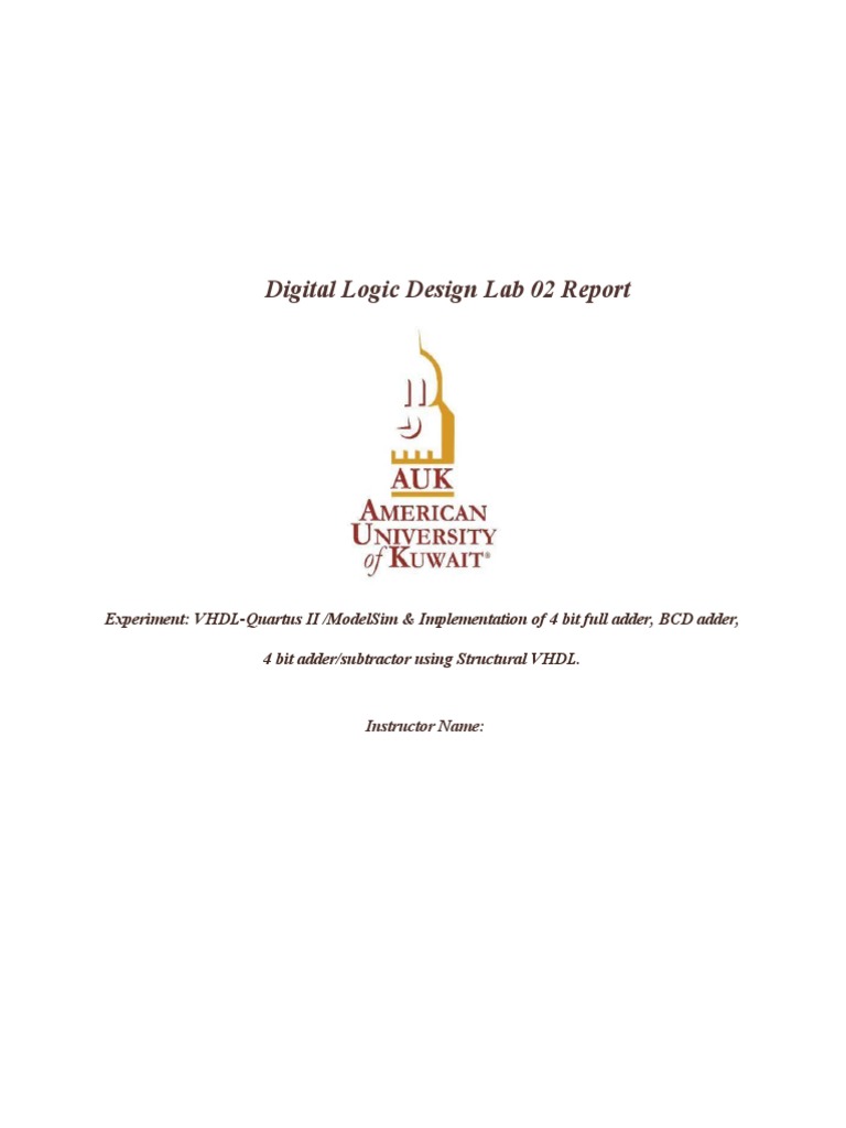 Digital Logic Design Lab 02 Report | PDF | Vhdl | Systems Engineering