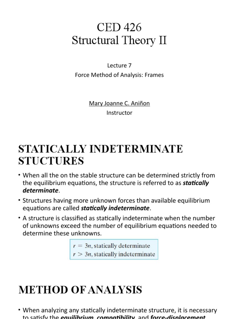 Topic2 - Force Method of Analysis Frames | PDF | Force | Equations