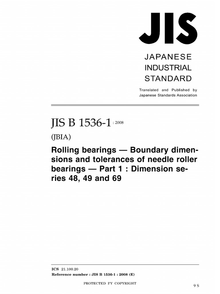 JIS B 1536-1-2008. Bearing | PDF