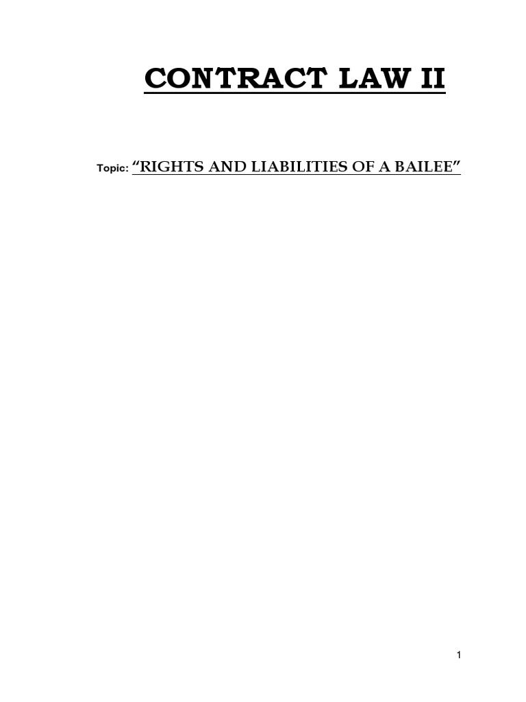 Project Rights of Bailee Contracts | PDF | Damages | Legal Liability