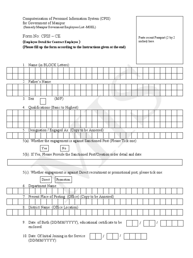 Cpis Form Contract | PDF