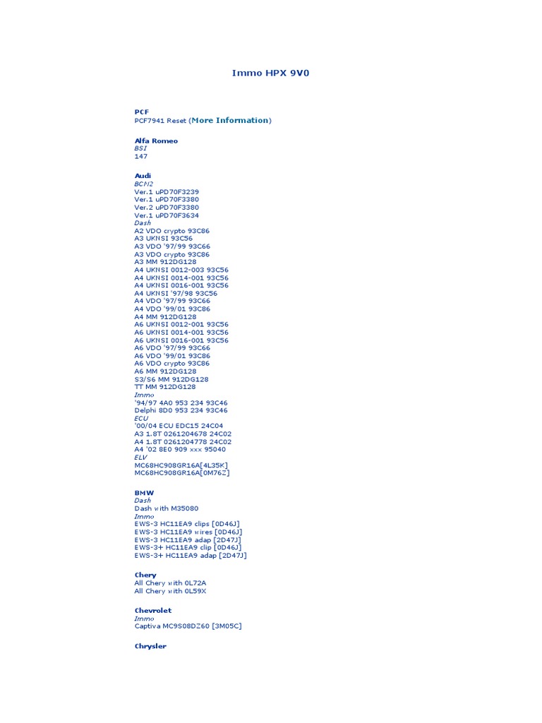 Comprehensive Immo Solutions Guide | PDF | Volkswagen | Car Body Styles