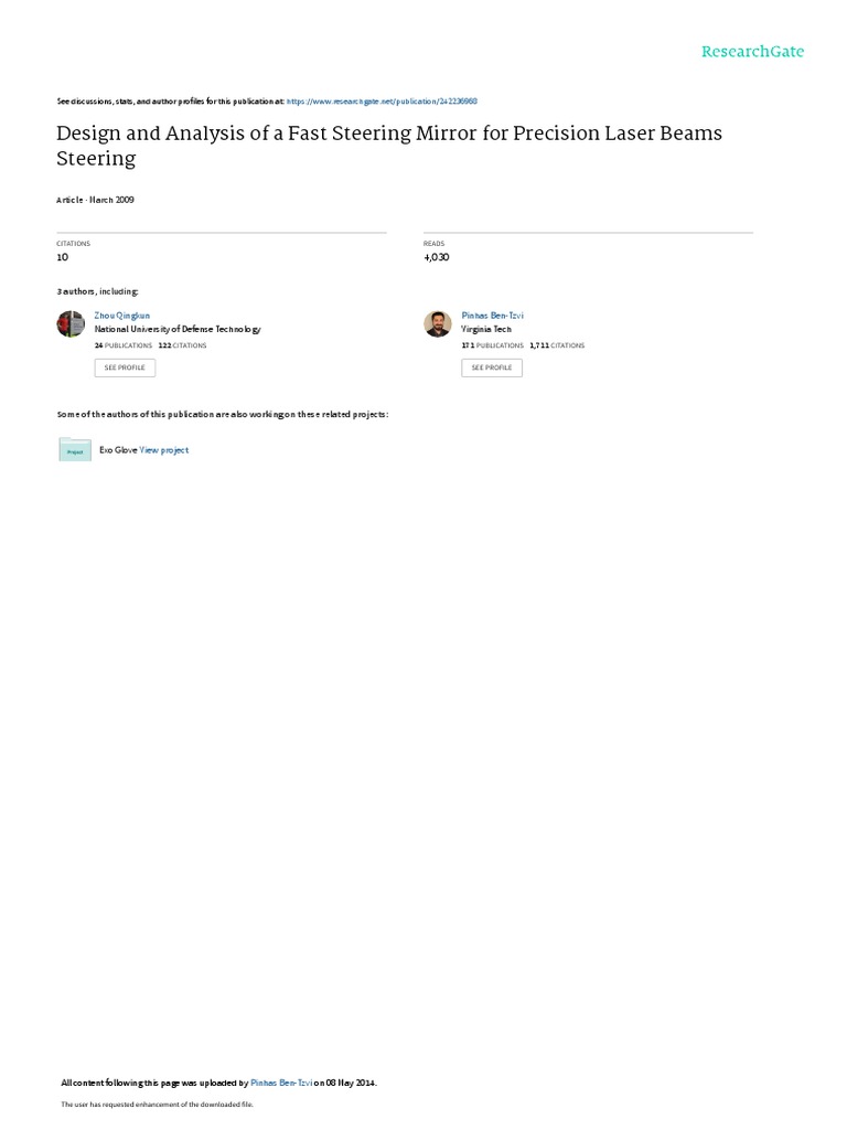 Design and Analysis of A Fast Steering Mirror For | PDF | Rotation ...