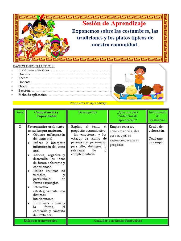 Exposición de Costumbres y Tradiciones | PDF | Evaluación | Aprendizaje
