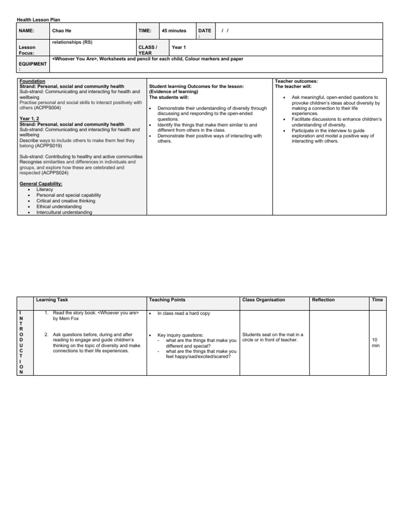 Health Lesson Plan | PDF | Lesson Plan | Interview