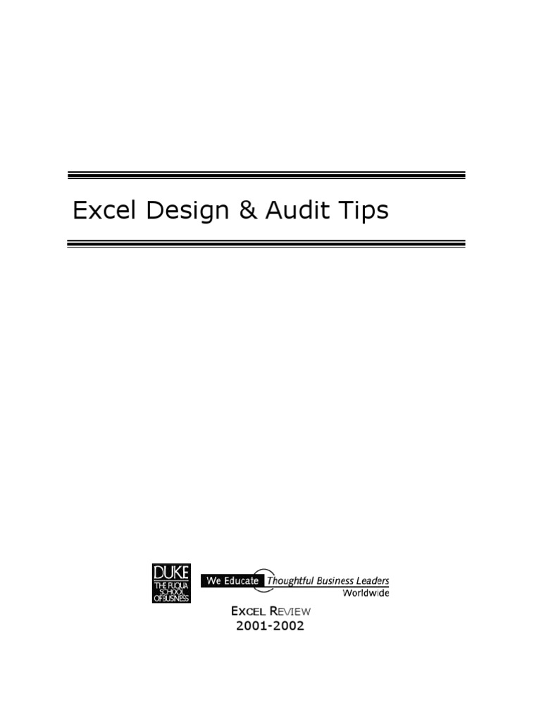 Designing Accurate and Auditable Excel Spreadsheets: Tips for ... Designing Accurate and Auditable Excel Spreadsheets: Tips for ...