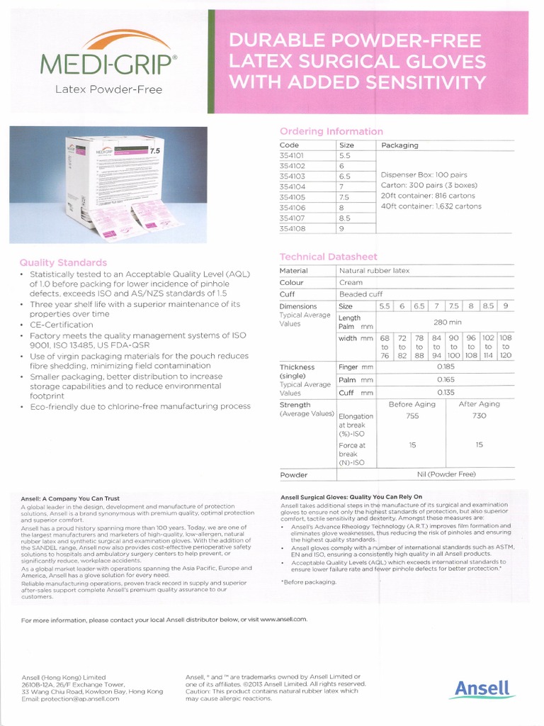Brochure MediGrip Latex Powder Free | PDF