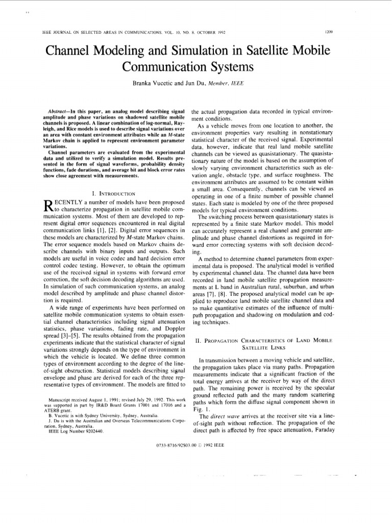 Channel Modeling and Simulation in Satellite Mobile Communication ...