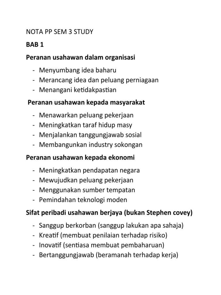 Nota PP Sem 3 Study | PDF