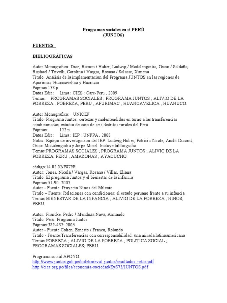 Programas Sociales en El PERÚ | PDF