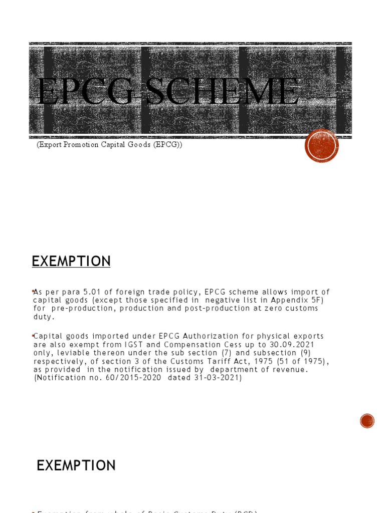 Epcg Scheme | PDF | Customs | Value Added Tax