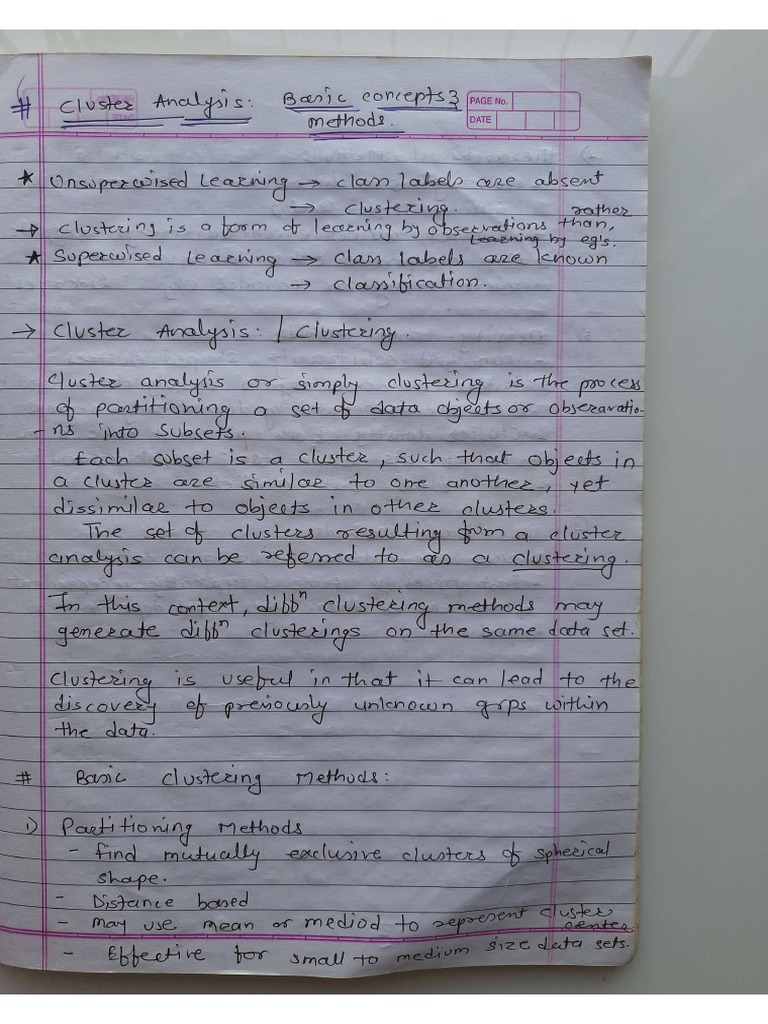 Clustering Notes Pdf 