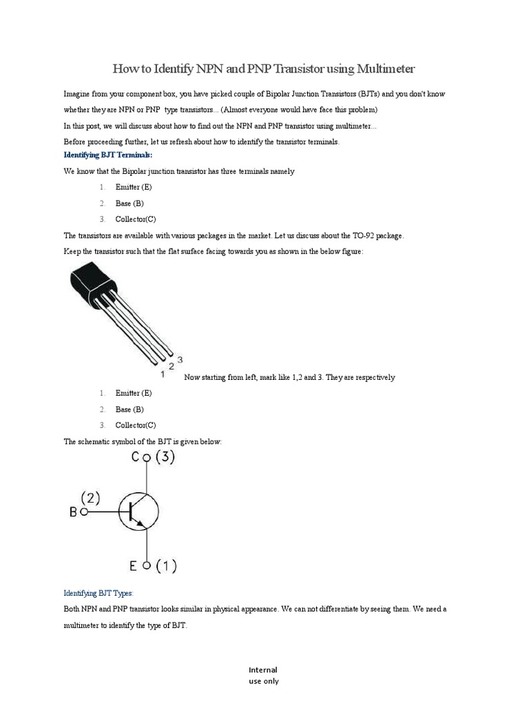 How To Identify NPN and PNP Transistor Using Multimeter | PDF | Bipolar ...