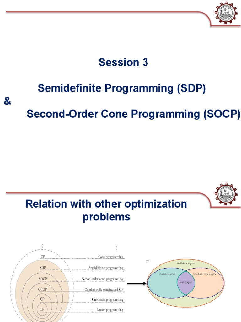 Session 3 Semidefinite Programming And Second Order Cone Programming Pdf Linear Programming 2579