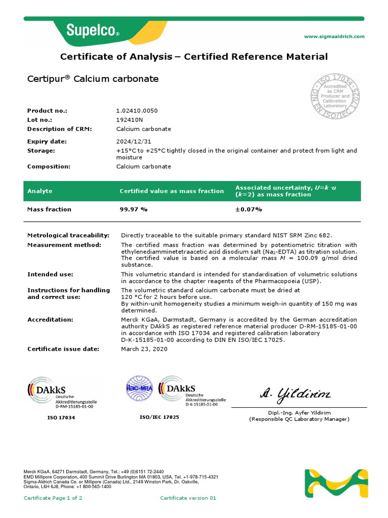 Certificate of Analysis - Certified Reference Material: Certipur ...