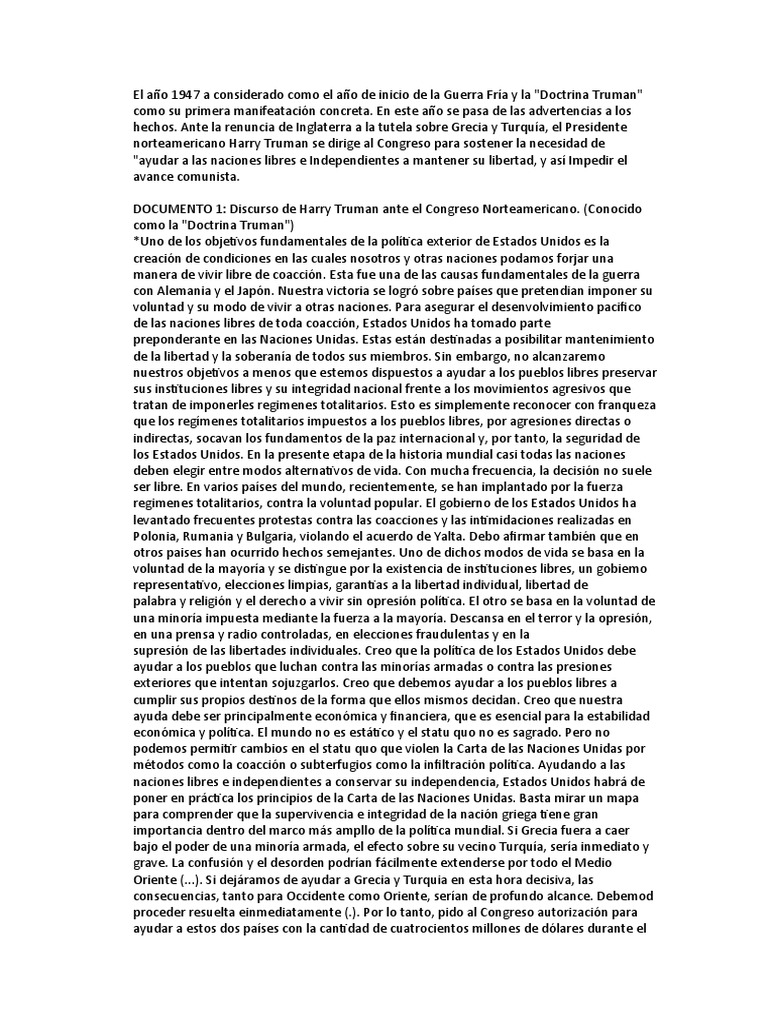 Doctrina Truman | PDF | Nación | Los Estados Unidos