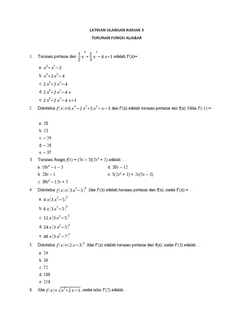 LATIHAN Turunan | PDF