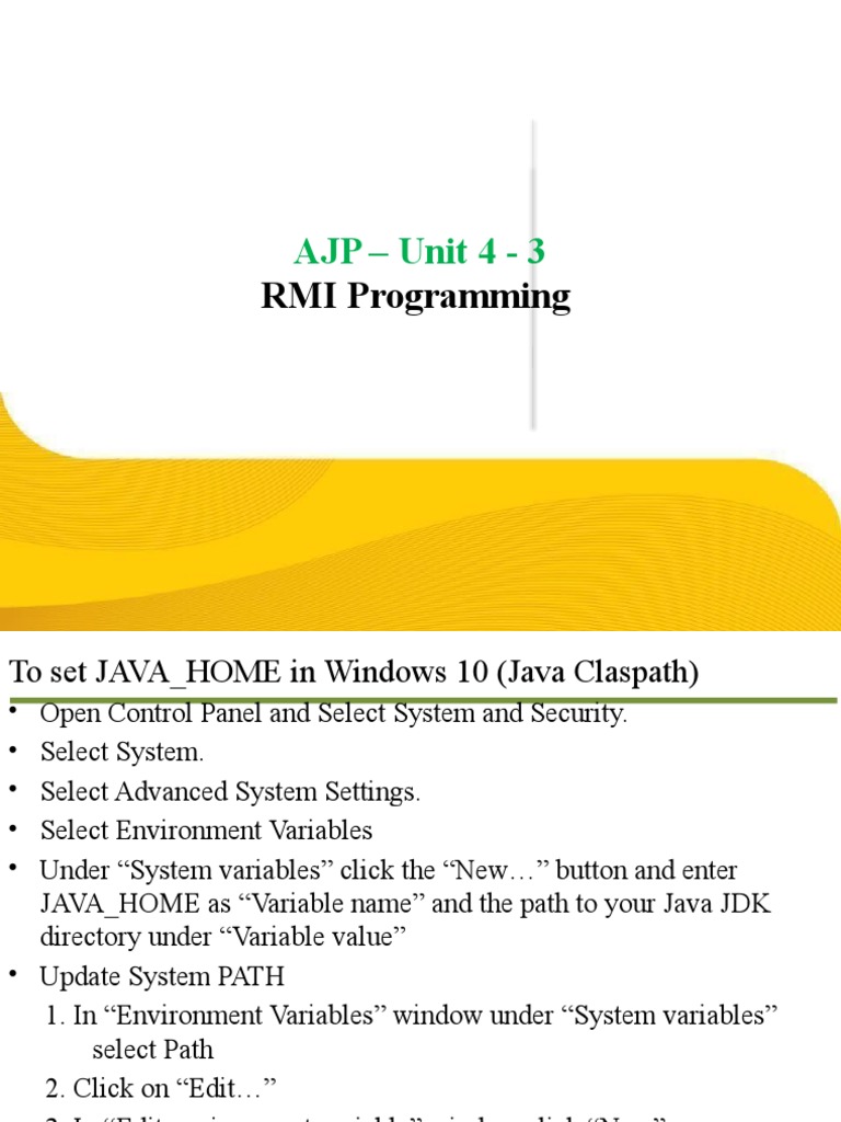 Unit 1 - 2 RMI | PDF | Java (Programming Language) | Method (Computer Programming)