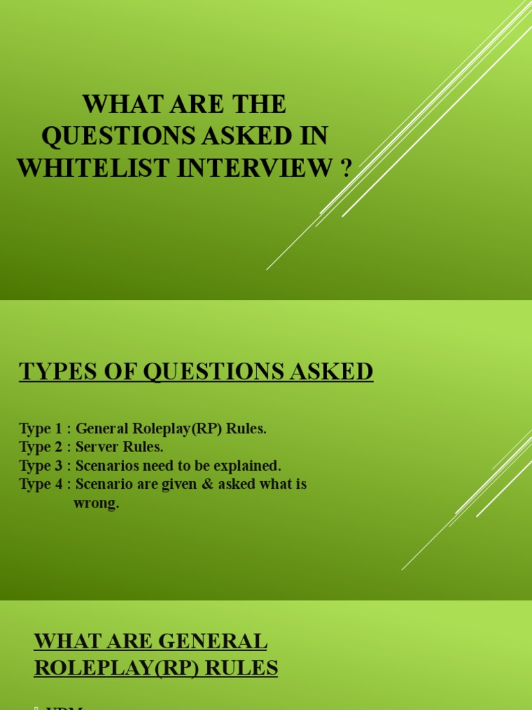 What Are The Questions Asked in Whitelist Interview | PDF