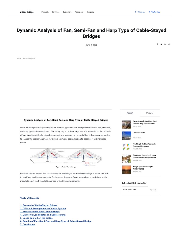 Dynamic Analysis of Fan, Semi-Fan and Harp Type of Cable-Stayed Bridges ...