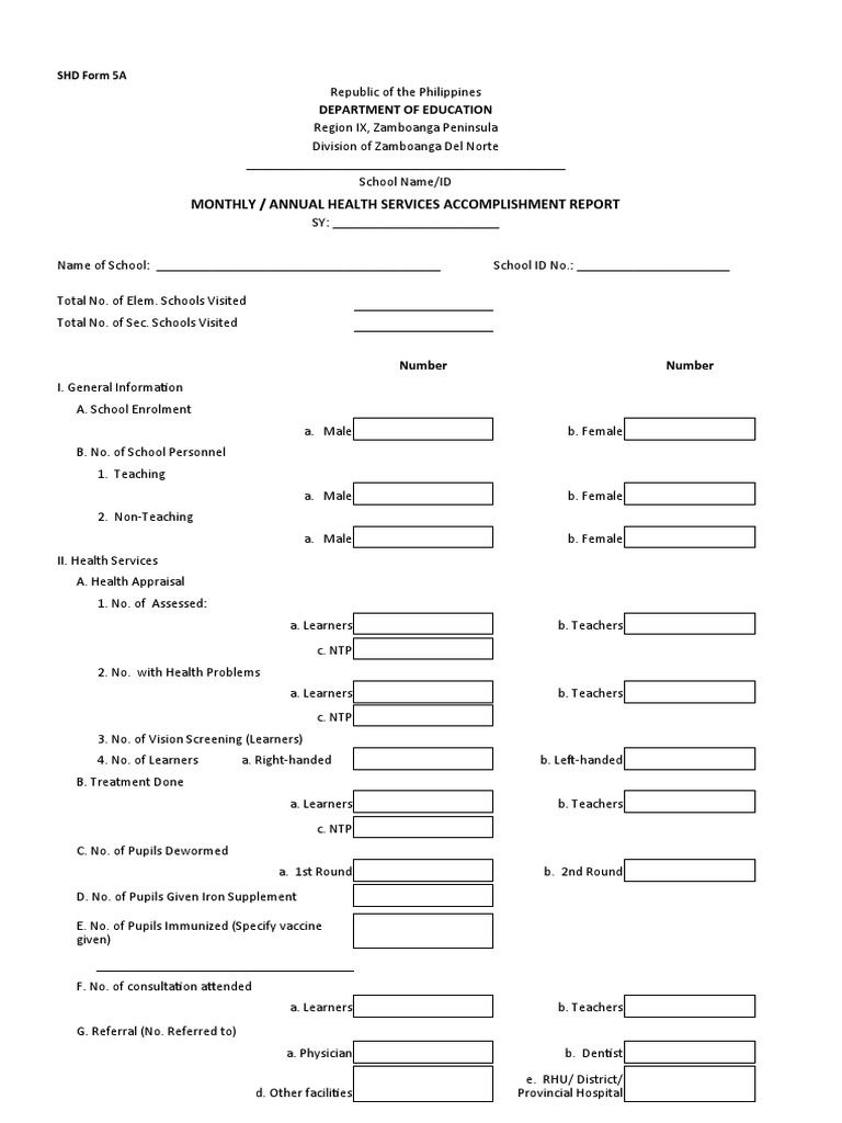 SHD-Form-5 | PDF | Diseases And Disorders | Health Care