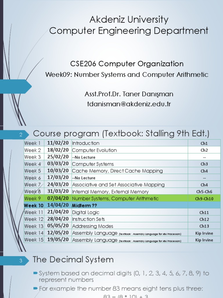 2019 2020 CSE206 Week09 Ch9 Ch10 Number Systems and Computer Arithmetic | PDF | Subtraction ...