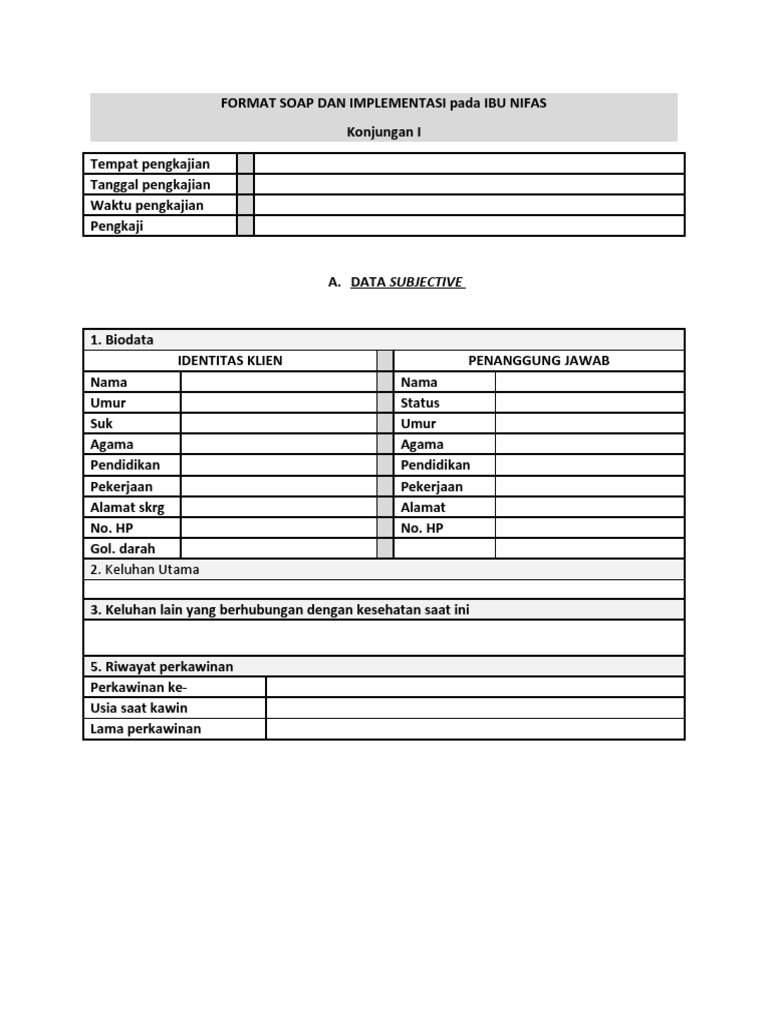 Format Askeb SOAP Nifas | PDF