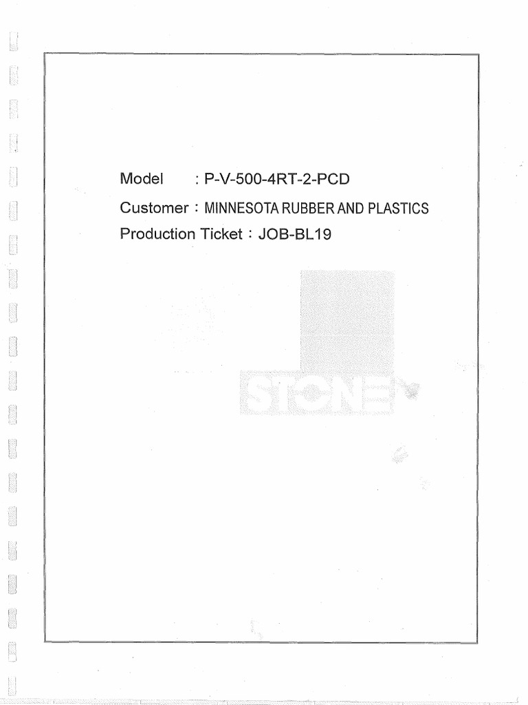 Minnesota Rubber and Plastics: Model: Customer: Production Ticket: JOB ...